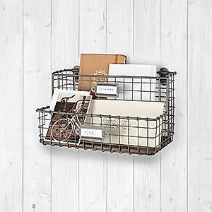 Spectrum Diversified Vintage Wall Mount Office Letter Holder Desk Organizer Basket for Envelopes, Bills, Magazines, Catalogs, Files, Notebooks & More, Pack of 1, Industrial Gray