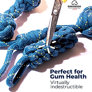 Dog Rope Chew Toy, 3 Pack, Contains 3.5 Knot Rope With Pulling Handle, Ball & Dumbbell Rope, Cotton Poly Mix Puppy Teething Chew Tug Toy for Small Medium Large Dogs, Tug of War Dog Toy, Dog Pull Toy