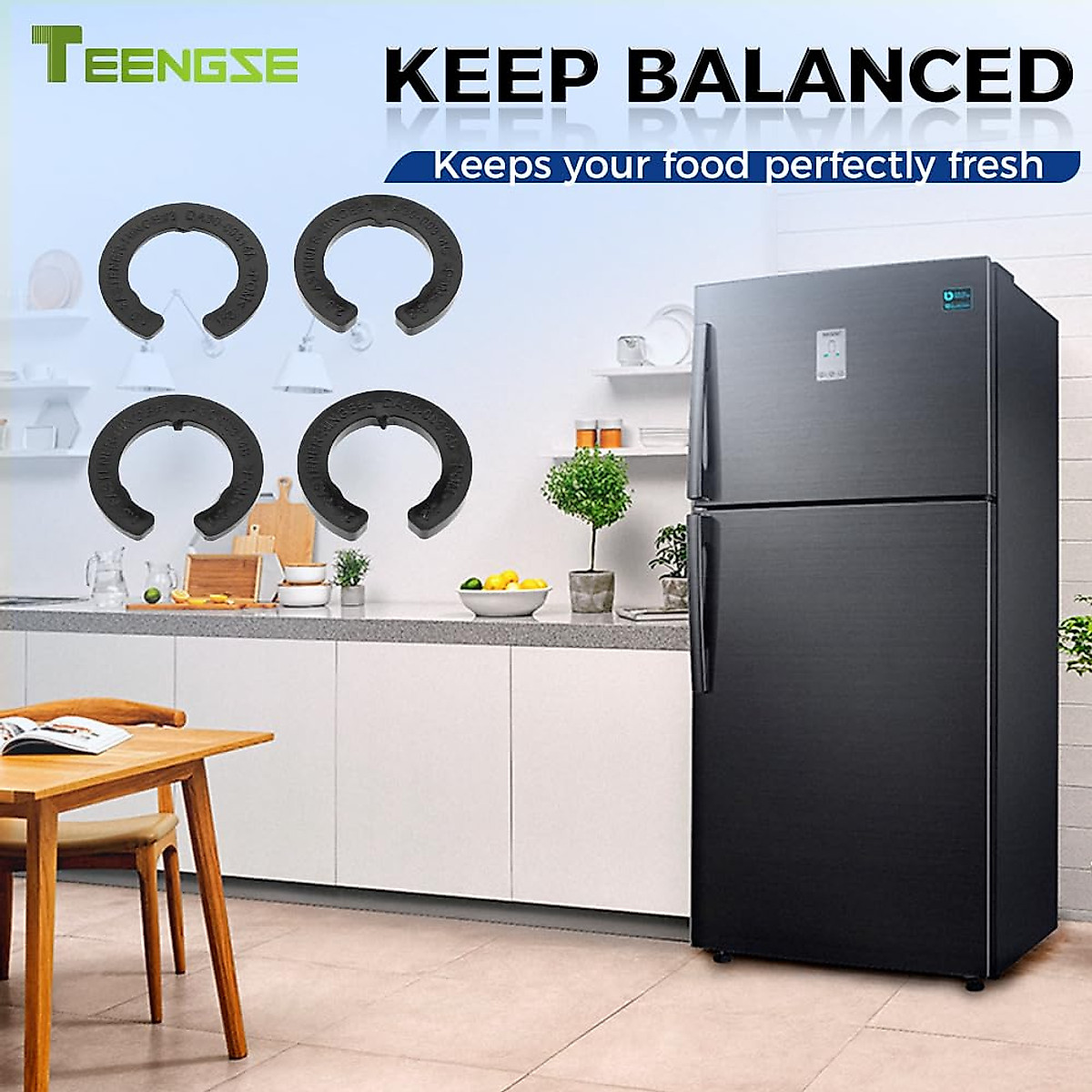 TEENGSE DA99-04158A Hinge Shim Kit, Refrigerator Door Height Adjustment Shim Kits, 4 Different Thickness Refrigerator Door Shim Replacement for DA60-00314C,3282540,PS6448337 DA99-04158A,AP5668209