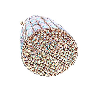 DEBIMY Women Rhinestone Crystal Lipstick Shape Evening Clutch Vintage Wedding Party Banquet Handbag Purses Red Black