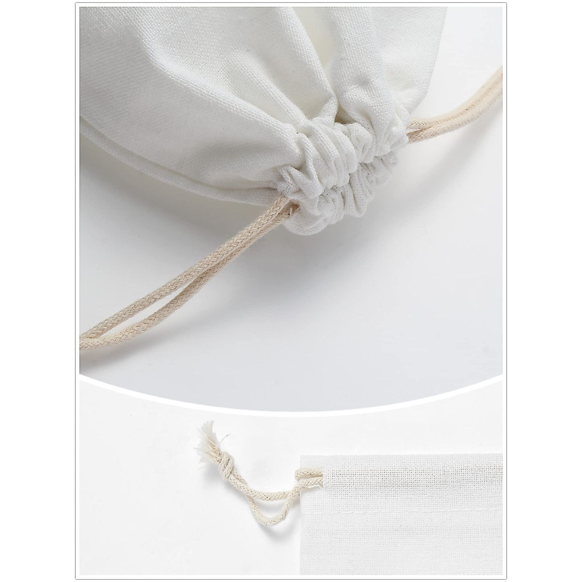 20 Pieces Cotton Drawstring Bags,5 x 7 Inch White Small Gift Bags Breathable Packing Pouches Reusable Muslin Storage Bags with Taps and Ropes Perfect for Wedding Birthday Favors Party Craft Birdal Shower and Organizing