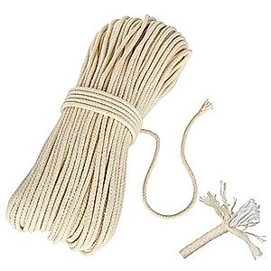 328Ft Cotton Clothesline Rope 1/4 Inch White Cotton Rope Craft Clothesline Cord Craft Heavy Duty Wall Hanging Rope, Soft Clothes Line Rope