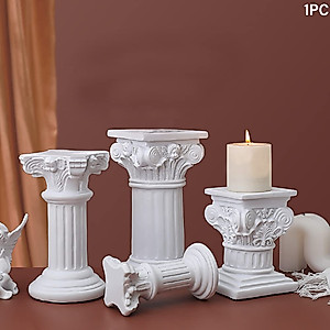 GEZICHTA Roman Pillar Greek Column Statue Resin Figurine Base Sculpture Wedding Table Decorations Indoor Home Decor(3.5x3.7x6.9 inch,Square)