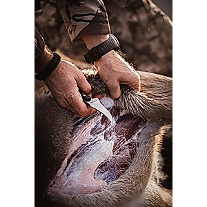 Old Timer 7.1in Full Tang Skinner Knife, 3.3in Clip Point Blade, Black Handle, Leather Sheath - For Hunting, Camping, Outdoors