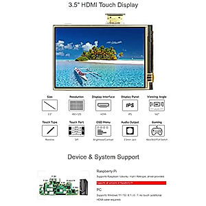 Waveshare 3.5inch Resistive Touch Screen LCD, Compatible with Raspberry Pi 5/4B/3B/Zero/Zero W/Zero 2W/Pico/Pico W/Pico WH, 480×320, HDMI, IPS, Supports Windows 11/10 / 8.1/8 / 7