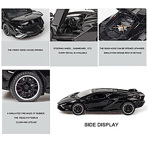 1:32 Scale Sian FKP37 Model Car Zinc Alloy Diecast Car Toys for Kids, Pull Back Toy Car Vehicle with Sound and Light Door Opening Birthday Gift for Boys Toddlers (Black)
