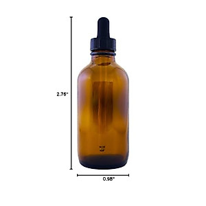 4 Oz (120 ml) Amber Boston Round Glass Bottle w/Dropper - Pack of 6