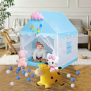 SOHAPY Kids Play Tent Pink for Girls Boys, Princess Castle, Large Playhouse Gift Toys for Toddler Children With Lights Indoor Outdoor (Blue)