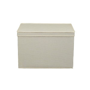 Household Essentials Wide KD Storage Box With Lid Box, Cream Linen