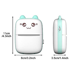 EMVANV Mini Pocket Thermal Printer, Portable Bluetooth Compatible Travel Printer Label Printer Printable Photos, Lists, QR Codes, Notes with Printing Paper(Blue)