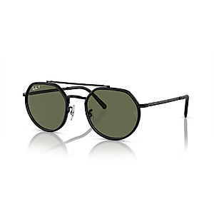 Ray-Ban RB3765 Round Sunglasses, Black/Green Polarized, 53 mm