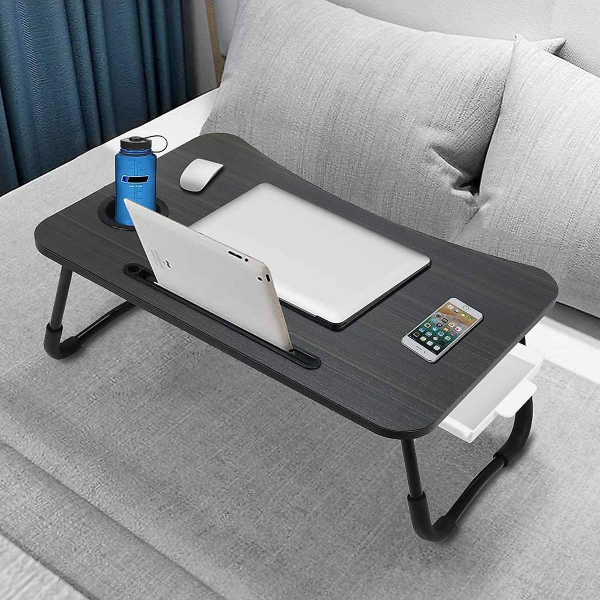 Laptop Bed Table Desk, Lap Desk for Adults, Bed Desk for Laptop and Writing, Laptop Bed Table Tray for Eating and Laptop, Laptop Stand for Bed Couch, Black