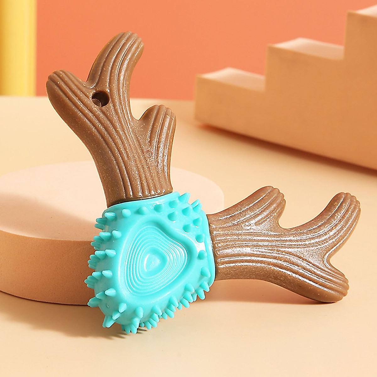 CATSELURRY Chew Playset Dog Chew Toy for Aggressive Chewer Antlers Shape Dogs Dental Chewing Toy Puppy Teething Bone Toy Toothbrush Pet Supply