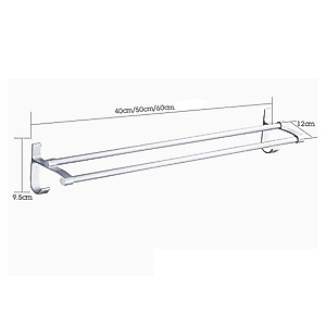 NERDOH Space Aluminum matt Double Rod with Hook Silver White Multifunctional Wall-Mounted Towel Rack-Length 40CM Wall Mounted Towel Bar Hanging for Kitchen Bathroom Cupboard