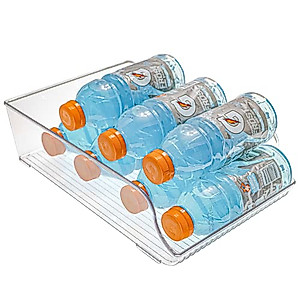 Lifetime Home 4 Pack Clear Water Bottle Dispenser Organizer Bins for Refrigerator - BPA-Free - Fridge Tray for Drinks Soda Cans & Beer - Perfect Refrigerator Organization & Storage