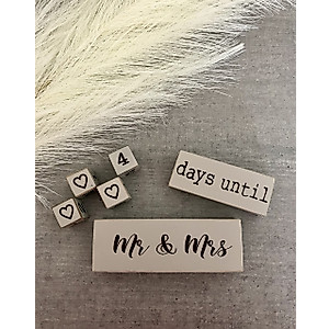 Lillium Wedding Day Countdown Calendar Blocks Sign - Counting Down Days Until Mr & Mrs - Wooden Engagement Gift Set for Engaged Couples – Bridal Shower Gift – Bride to Be – Rustic Gray