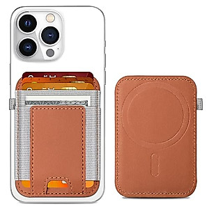 ExtreLife For Magsafe Wallet, Strong Magnetic Wallet for iPhone 15/14/13/12 Series, Magnetic Card Holder Wallet for iPhone Wallet Magsafe with 2 Card Slots, Vegan Leather, Hold 7 Cards, Slim, Brown