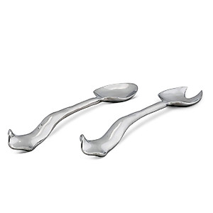 Arthur Court Modern Aluminum Salad Serving Spoon and Salad Serving Fork, Salad Servers Set Carmel Collection 11 inch Long