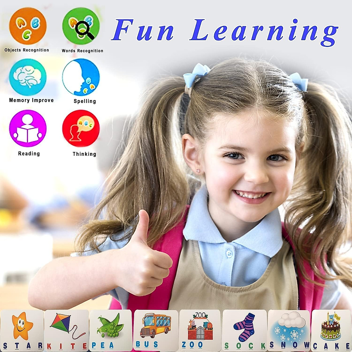 Learning Toys for 3 4 5 6 Year Old Boy Gifts,Educational Sight Words Flash Cards Kindergarten, Spelling Learning Games for Kids Ages 5-7,Matching Letter Math Memory Games