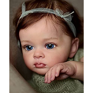 Pinky Reborn 23Inch Reborn Toddler Dolls Girl,Lifelike Newborn Baby Dolls Silicone Weighted Body,Toy for Kids Age 3+ (Milky Green Toddler Girl)