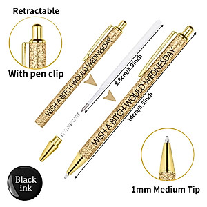 Jxueych 7pcs Funny Pens, Seven Days of The Week Pen Describing Mentality, Vibrant Negative Passive Pens Gift for Colleague Co-Worker, Black Ink 1.0 mm