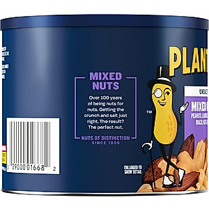 PLANTERS Roasted Unsalted Mixed Nuts, 10.3 oz Canister