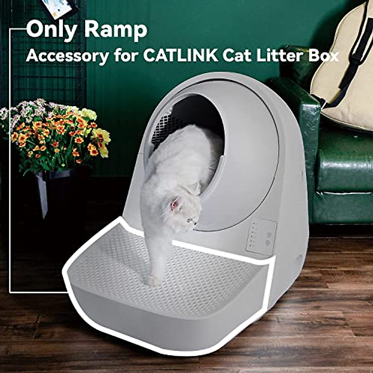 CATLINK Ramp, Compatible with All CATLINK Self Cleaning Cat Litter Box, Easy Entry for Elder Cats, Kitten and Cats with Limited Mobility, Traps Mess from Box and Paws (Grey)
