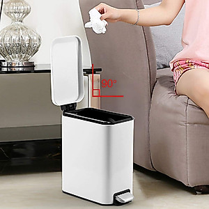 Step Trash Can, 5L Stainless Steel Pedal Garbage Bin Gentle Open and Close Low Noise for Office, Living Room, Kitchen