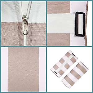 Rasugarlary Outdoor Chair Pillows, 4 Pack Chaise Lounge Headrest Pillows Striped Pool Lounge Chair Pillows with Strap Recliner Pillow for Patio Garden Beach Balcony (Khaki)