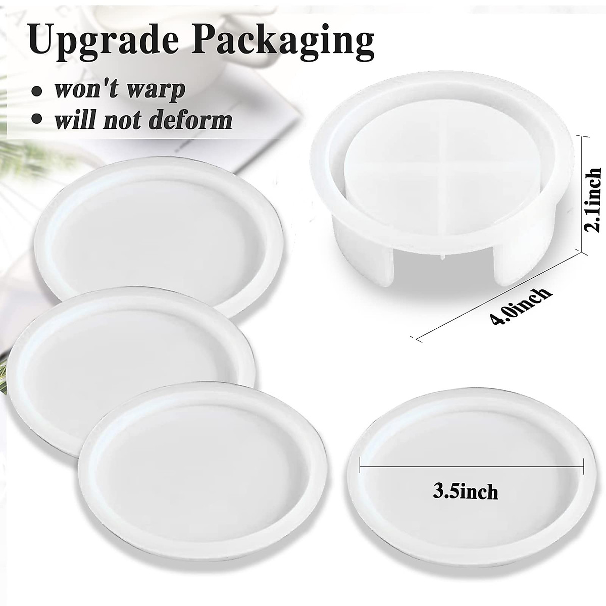 Coaster Resin Molds, Funstorm 4PCS Coaster Silicone Molds for Epoxy Resin with Storage Box Mold, Upgraded Coaster Molds for Resin Casting, Epoxy Resin Molds for DIY Resin, Cups Mats, Home Decoration