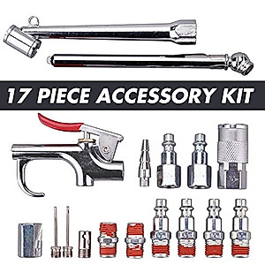 WYNNsky 18 Pieces Air Compressor Accessories, 3/8 Inch × 25 Feet Hybrid Air Compressor Hose with 1/4 Inch NPT Male Threads, 1/4 NPT Quick Connect Air Fittings, Air Blow Gun Kit, Air Chuck, Tire Gauge