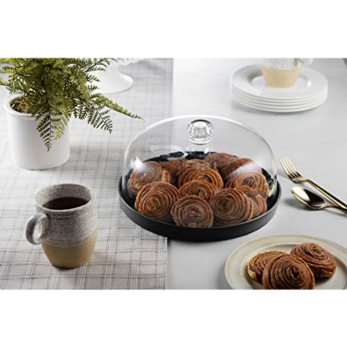 Godinger Cake Stand, Cake Plate Server with Dome, Metal Serving Tray and Shaterproof Acrylic Lid