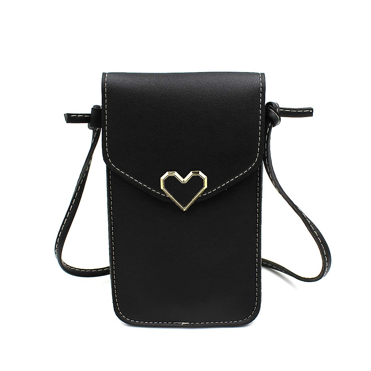 RARITYUS Multi-Layer Mini Crossbody Cell Phone Pouch Purse PU Leather Shoulder Bag with Touch Screen Window for Women Girls