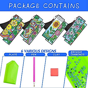 MVVMTOP 8 Pack Diamond Painting Bookmarks Flowers Diamond Art Bookmark Tassel Resin Rhinestone Leather Bookmark Kit for Adults Kids DIY Beginner