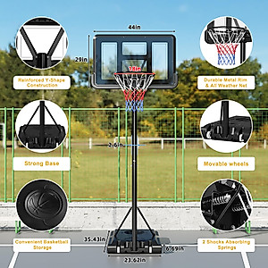 Dripex Basketball Hoop Outdoor 10FT Adjustable Height Goal, Portable Basketball System with 44” Shatterproof Backboard for Adults Teenagers Kids