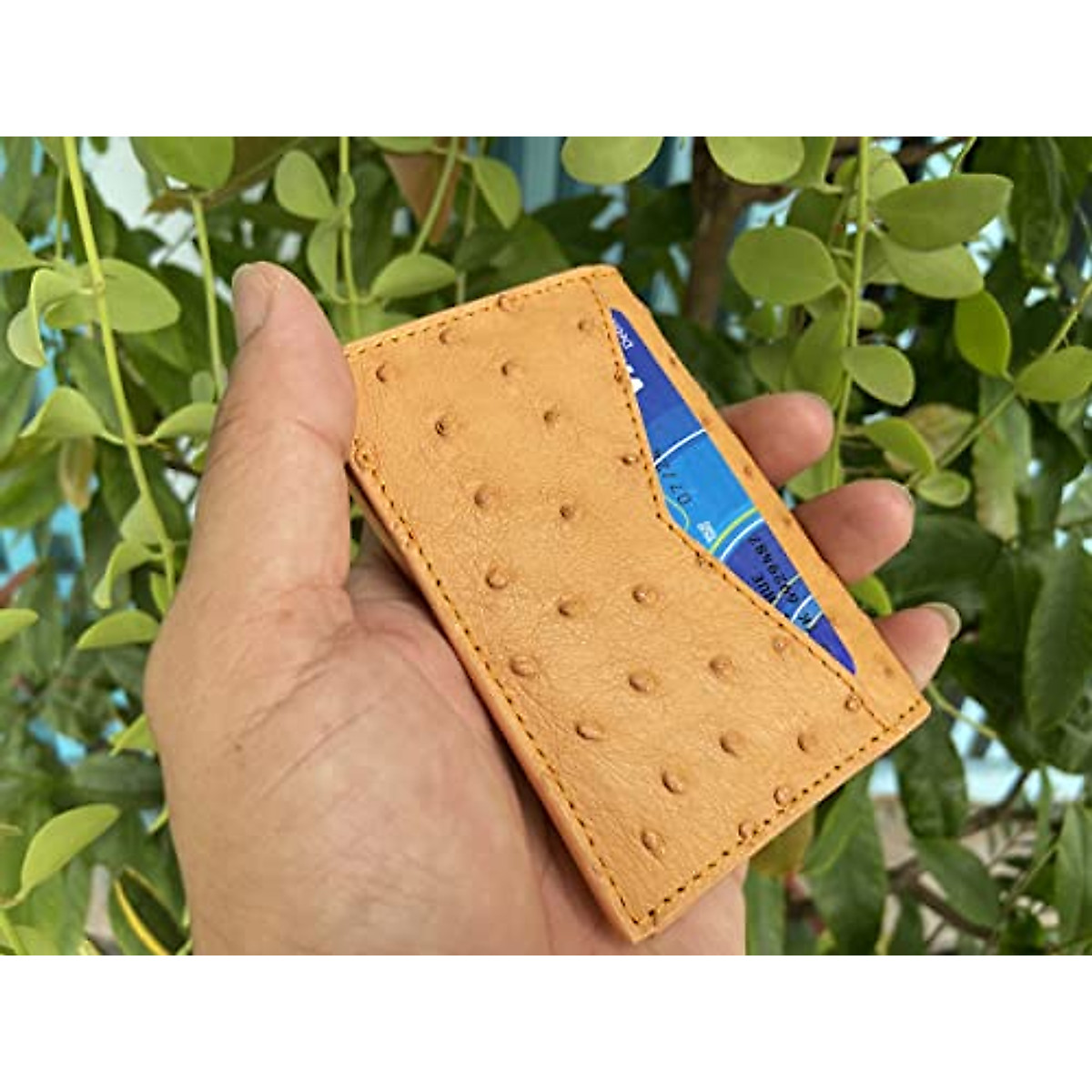 Double side Orange Body Ostrich leather skin Credit Cardholder, leather credit cardcase, leather creditcard cover