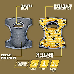 Bee's Knees Cleaning Knee Pads! Great Gift with Soft Foam and NEW LONGER Adjustable Straps, Durable and Soft Knee Protection. Water-Resistant Cleaning Floors, Working in Garden, Yoga, Gardening