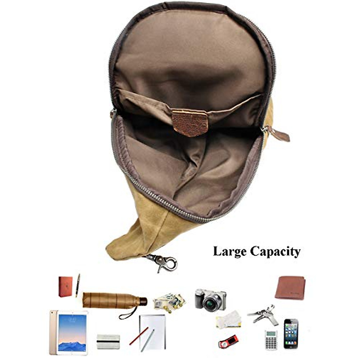 Waxed Sling Bag Crossbody Canvas Bag Waterproof Travel Chest Bags Single Shoulder Bag (Dark Grey)