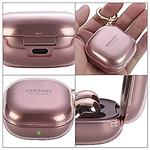 LOINFE Designed for Galaxy Buds2 Pro Galaxy Buds 2 Case Galaxy Buds Pro Case Galaxy Buds Live Case Clear Soft TPU Shockproof Case Protective Cover with Keychain - Clear Pink