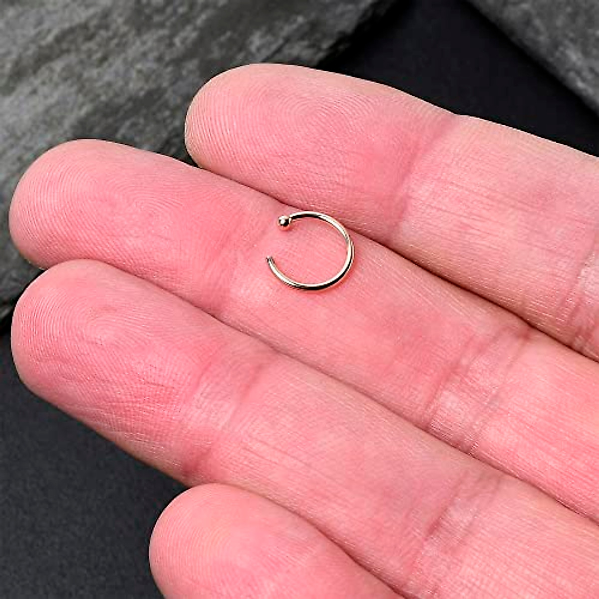 Body Candy Unisex Adult Solid 14k Rose Gold Nose Stud Hoop 5/16" 18 Gauge Body Piercing