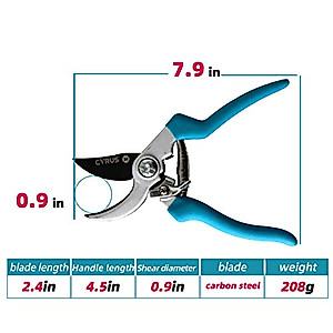 Garden Shears Pruner Secateurs & Pruning Scissors Flower Gardening Sharp Carbon Steel & Aluminum Alloy Hand Tools Florist Bonsai Cutters Plant Floral Snips - CYRUS