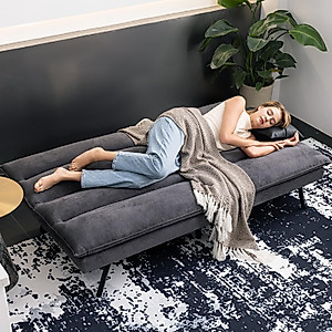 Hcore Couch, Memory Foam Futon,Small Splitback Loveseat Sleeper Sofa Bed Sofabed, Black