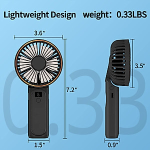 Handheld Fan, Portable Fan, 4000mAh Rechargeable Personal Fan, 180° Foldable Mini Desk Fan with 6 Wind Speed, LCD Digital Display, Lanyard as Neck Fan, Ultra Quiet, Pocket Size for Indoor Outdoor