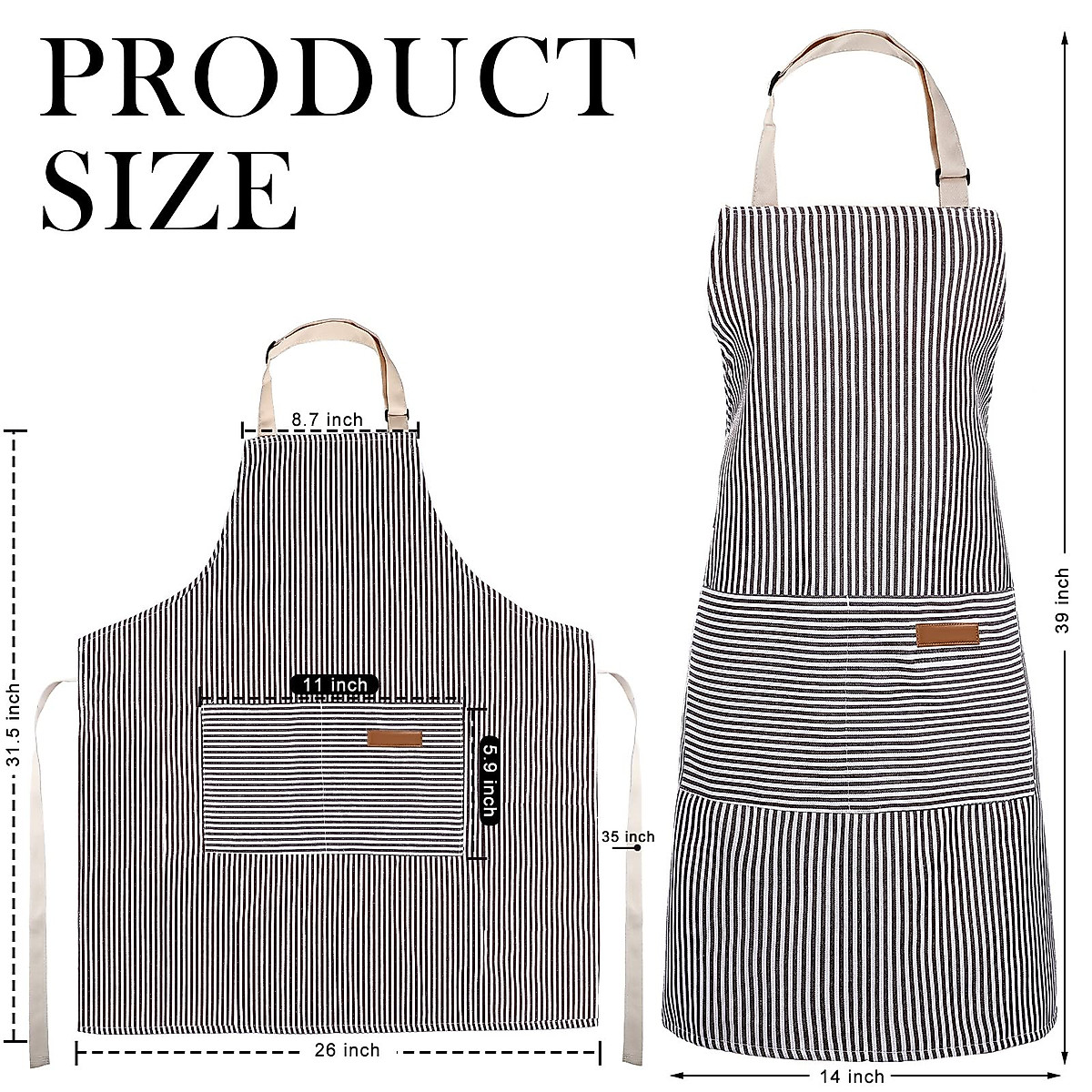 JaGely 8 Pcs Kitchen Cooking Aprons Adjustable Bib Aprons Chef Apron Kitchen Apron with Pockets for Women and Men, Chef, Kitchen, BBQ, Garden, Baking