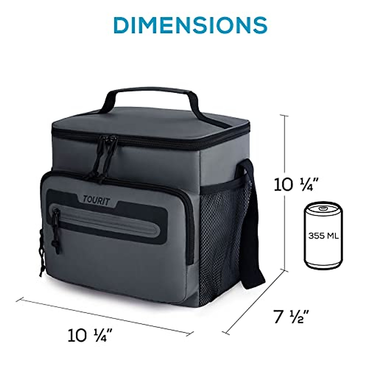 TOURIT Lunch Bag for Men Insulated Lunch Box for Men Leakproof Reusable Lunch Cooler Bag for Work, Office, Outdoor, Picnic, Dark Gray
