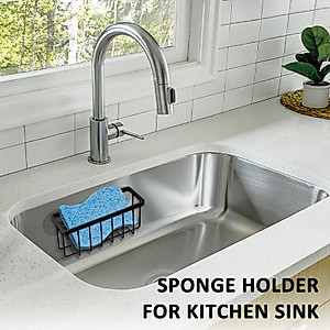 SHFKS Sponge Holder for Kitchen Sink Suction,Kitchen Sink Sponge Holder,Kitchen Sponge Holder,Dish Sponge Holder for Sink,Kitchen Sink Caddy (BLACK)