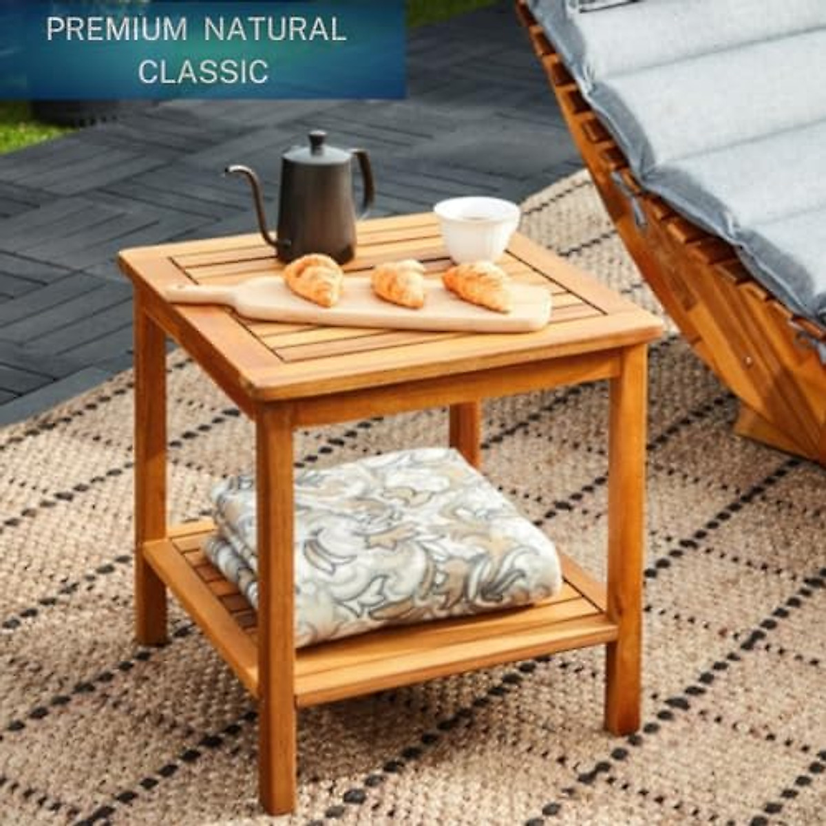 cucunu Outdoor Side Table 18x18 for Patio & Garden with Extra Storage - Small Adirondack Square Table Wooden End Table, Porch Tables
