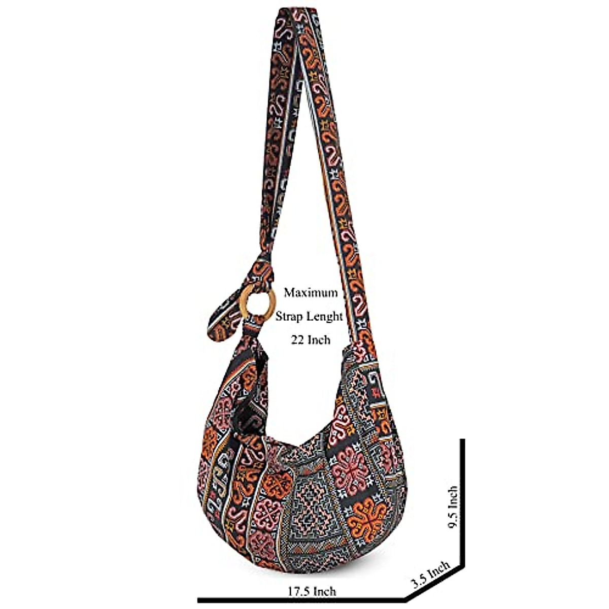 Your Cozy Women's Crossbody Handbags Hippie bag Boho Hobo Bags for Women Shoulder Sling Bag Hippie Tote Bag Handmade Cotton Hippie Purse with Adjustable Strap (Tribe_White)
