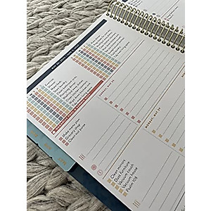 PPP 2023 Home Planner (Blue Leaf) | Work from Home Planner w/Stickers | Daily Checklist | Monthly Budget Worksheet | Monthly Calendar Layout | Vacation Checklist | Coil Binding | Poly Laminated Cover