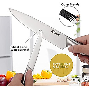Fashionwu 5pcs Kitchen Knife Set, Stainless Steel Chef Knife Set, Kitchen Knives Set with Transparent Cover, Non-Slip Handle, Santoku Knife, Serrated Bread Knife, Kitchen Cooking Set with Gift Box